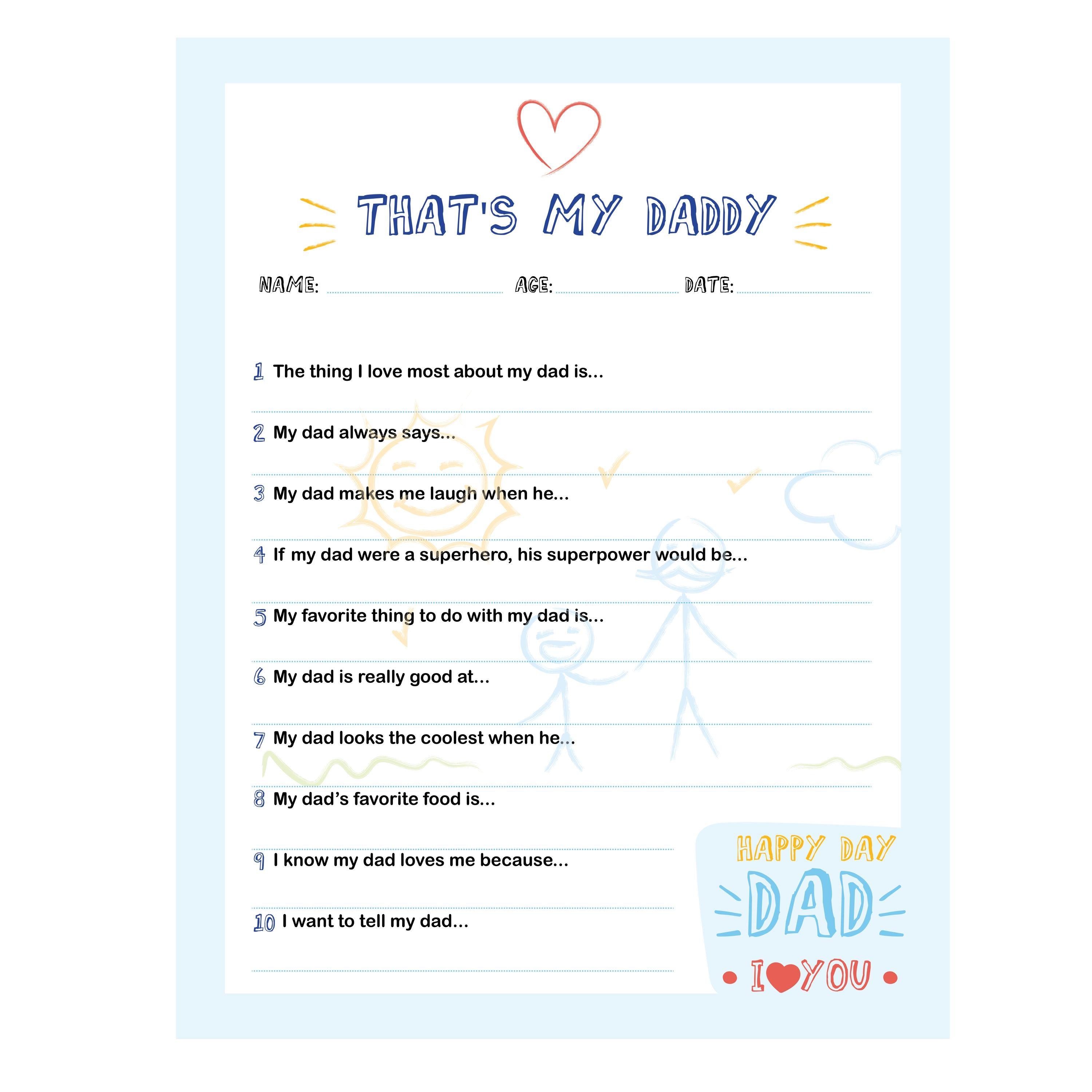 Printable Father's Day Gift – "all About My Dad" Questionnaire PDF ...