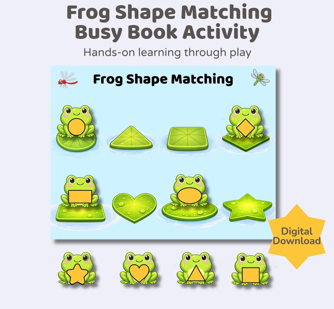 Frog Shape Matching Busy Book Activity | Preschool Shape Recognition ...
