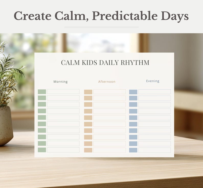 Daily Routine Chart for Kids Printable, Morning Afternoon Evening ...