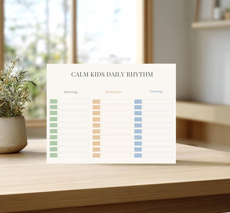 Daily Routine Chart for Kids Printable, Morning Afternoon Evening ...