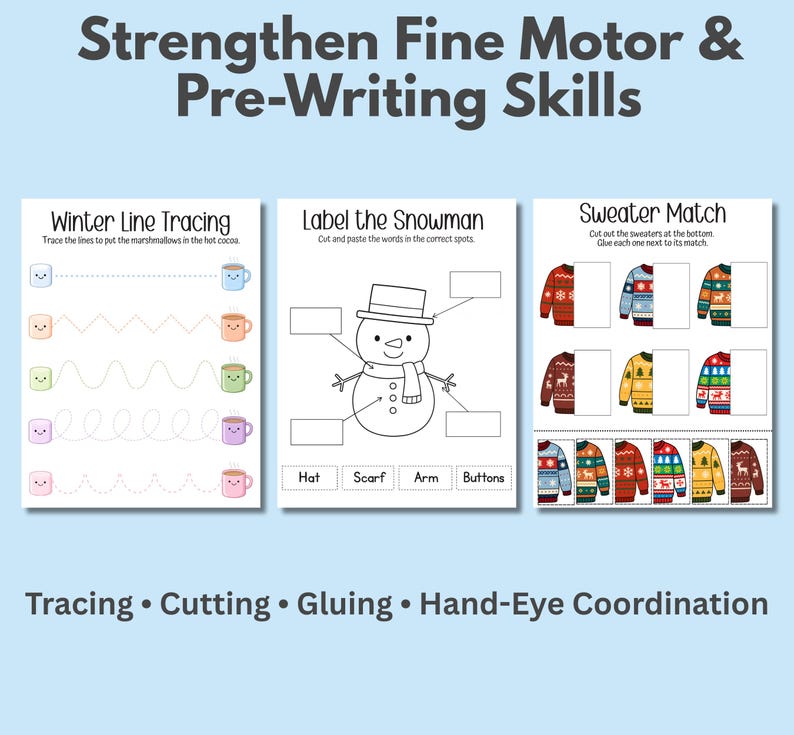 Winter Preschool Learning Bundle | Activities for Pre-k | Math, Fine ...