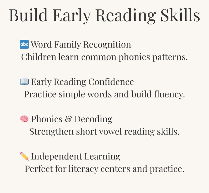 Learn to Read CVC Words, Phonics Cards Printable, CVC Word Family Lists ...