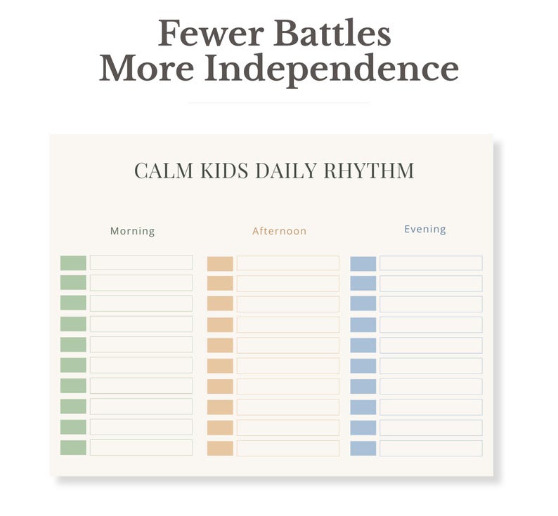 Daily Routine Chart for Kids Printable, Morning Afternoon Evening ...