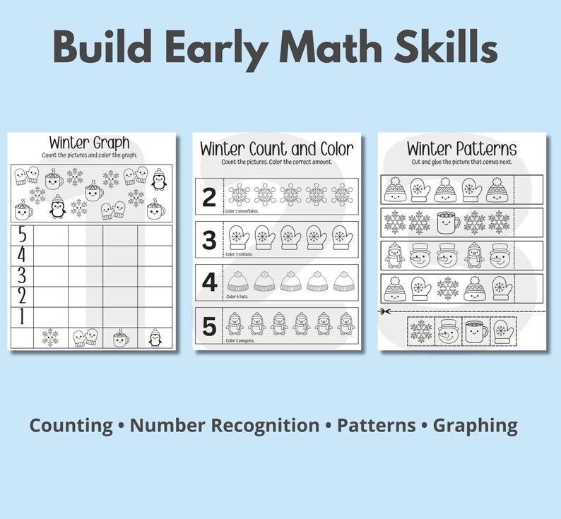 Winter Preschool Learning Bundle | Activities for Pre-k | Math, Fine ...