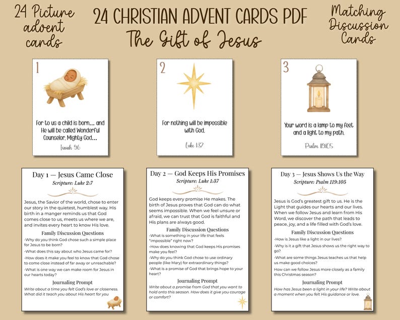 The Gift of Jesus Advent Cards | 24-day Christian Advent Scripture ...