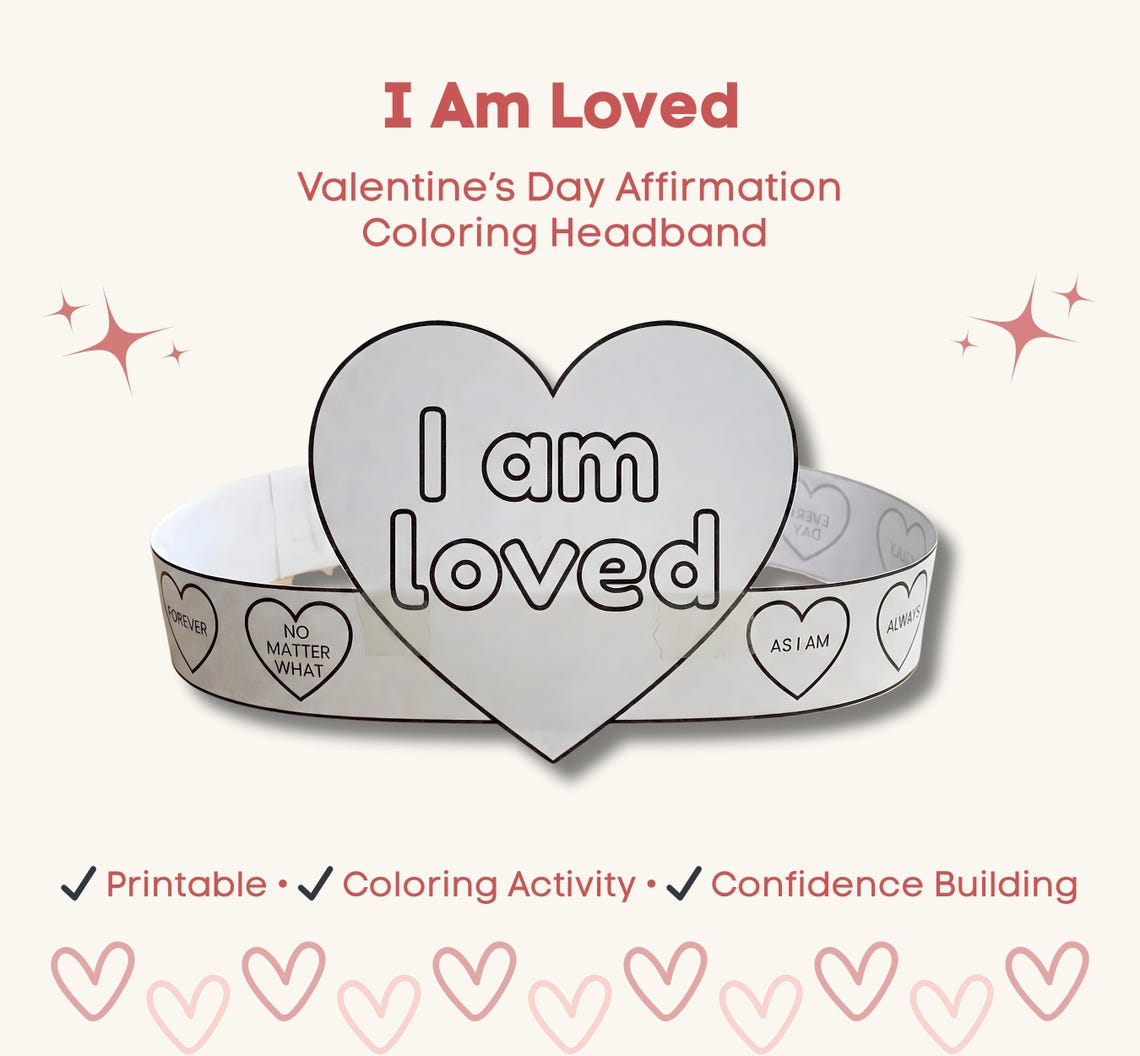 Valentine’s Day Coloring Headband for Kids | Affirmation Crown ...