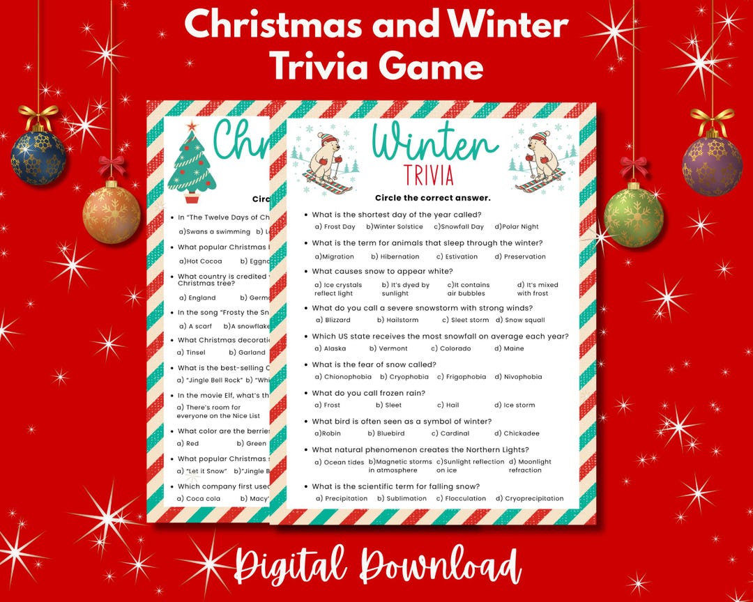 Printable Christmas & Winter Trivia Games - Etsy