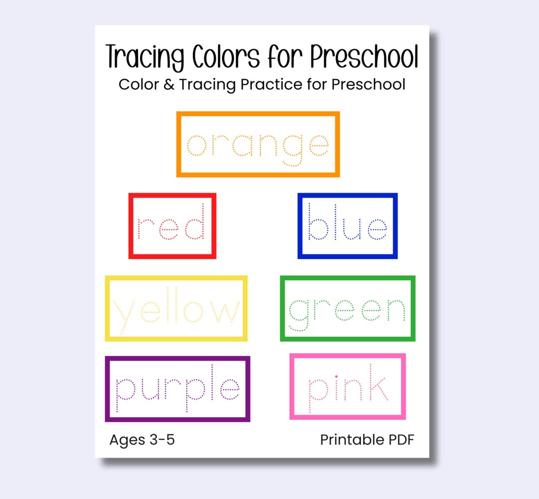Tracing Colors for Preschool | Color Word Tracing Worksheets ...