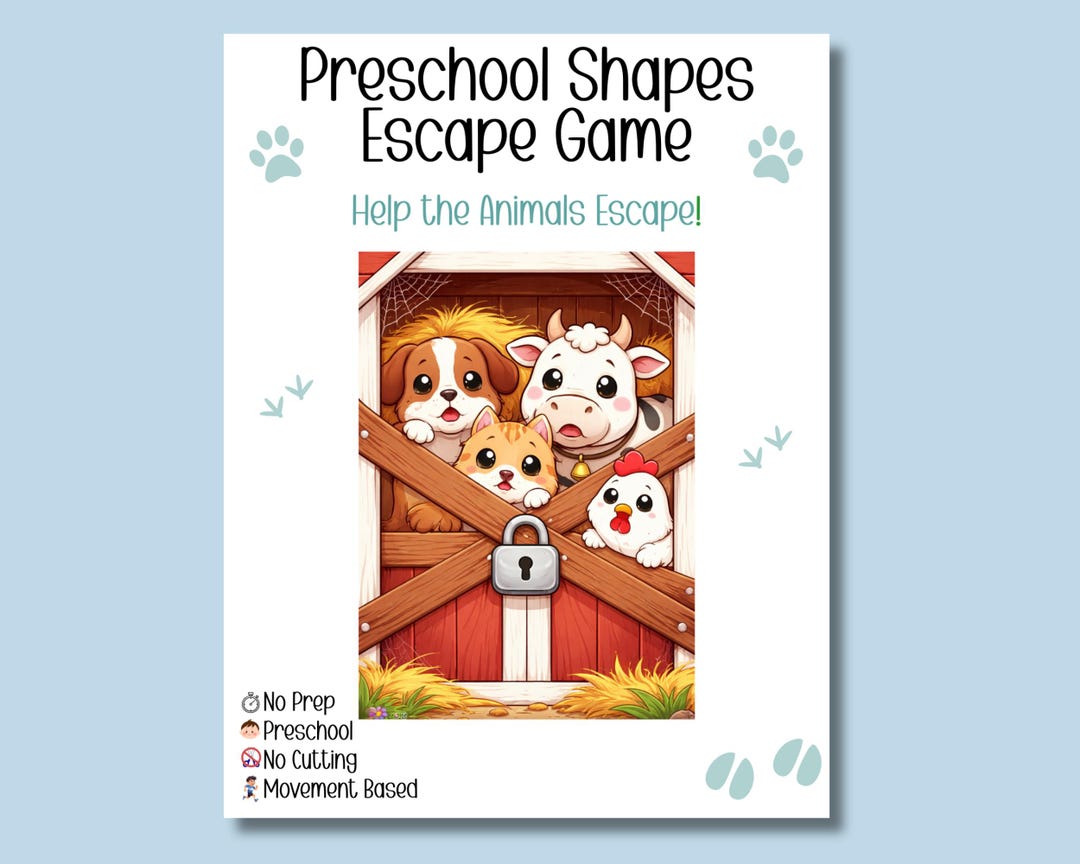 Preschool Shapes Escape Room Game | Movement-based Learning | Printable ...