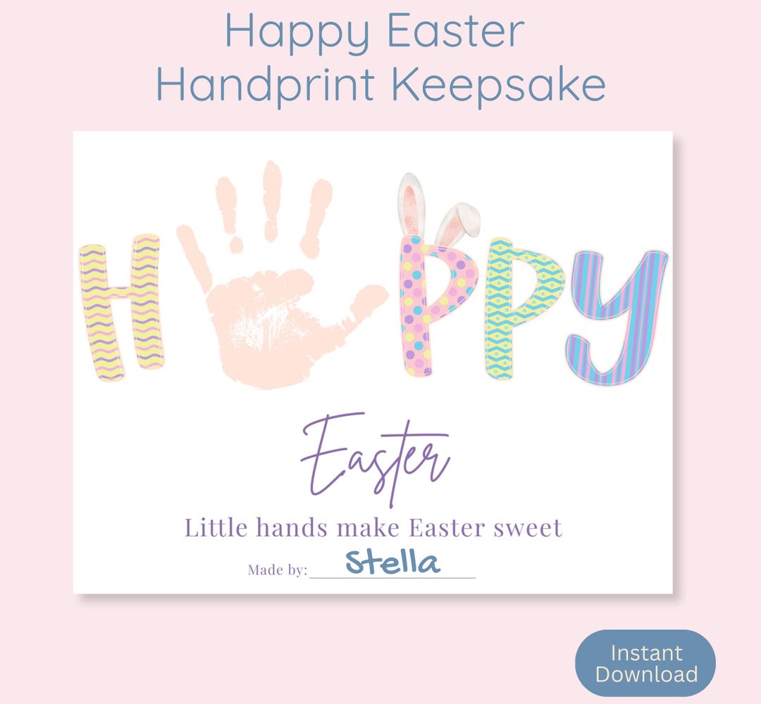 Happy Easter Handprint Craft Printable, Easter Handprint Keepsake, Kids ...