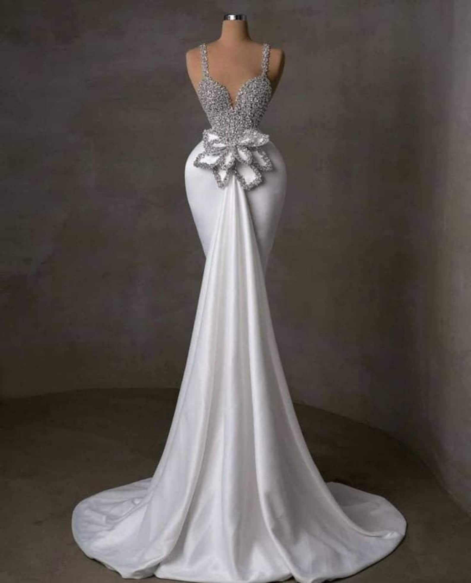 White & Silver Elegant Gown. Wedding\bridal\prom\evening Dress - Etsy