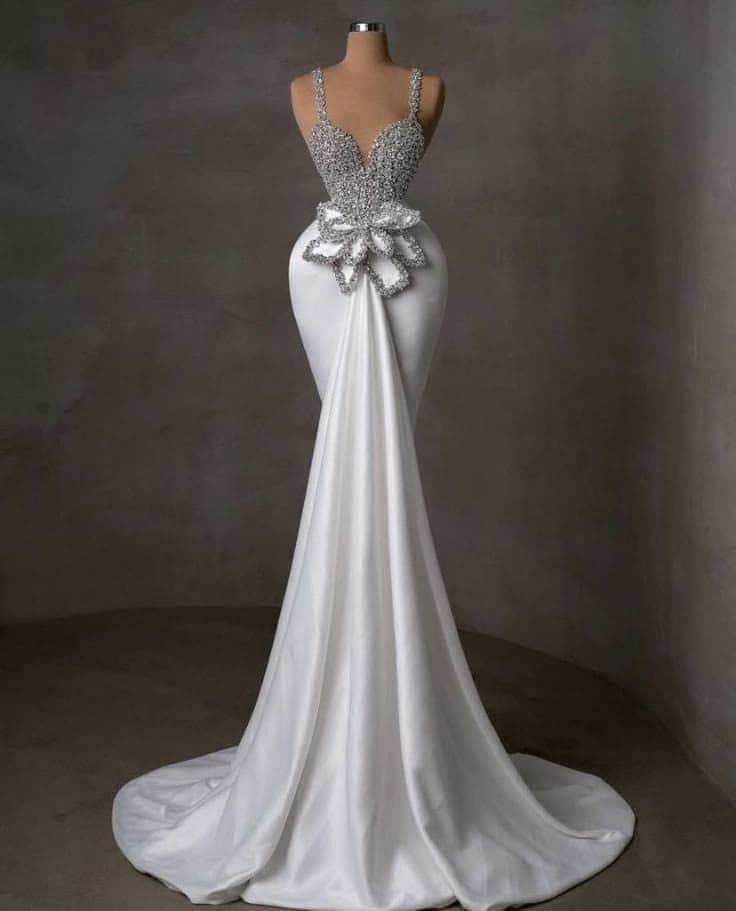 White & Silver Elegant Gown. Wedding\bridal\prom\evening Dress - Etsy