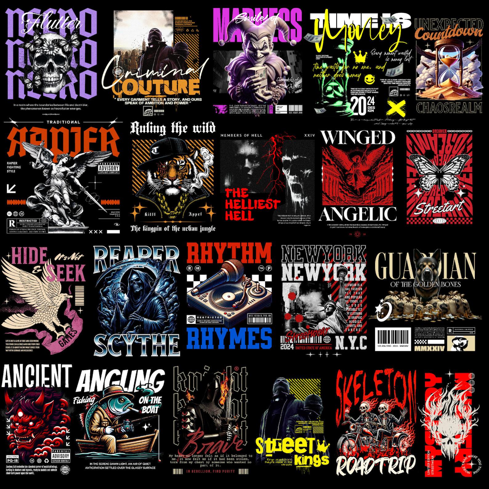500+ Ultimate Streetwear Designs Bundle – T-shirts, Urban, Biker ...