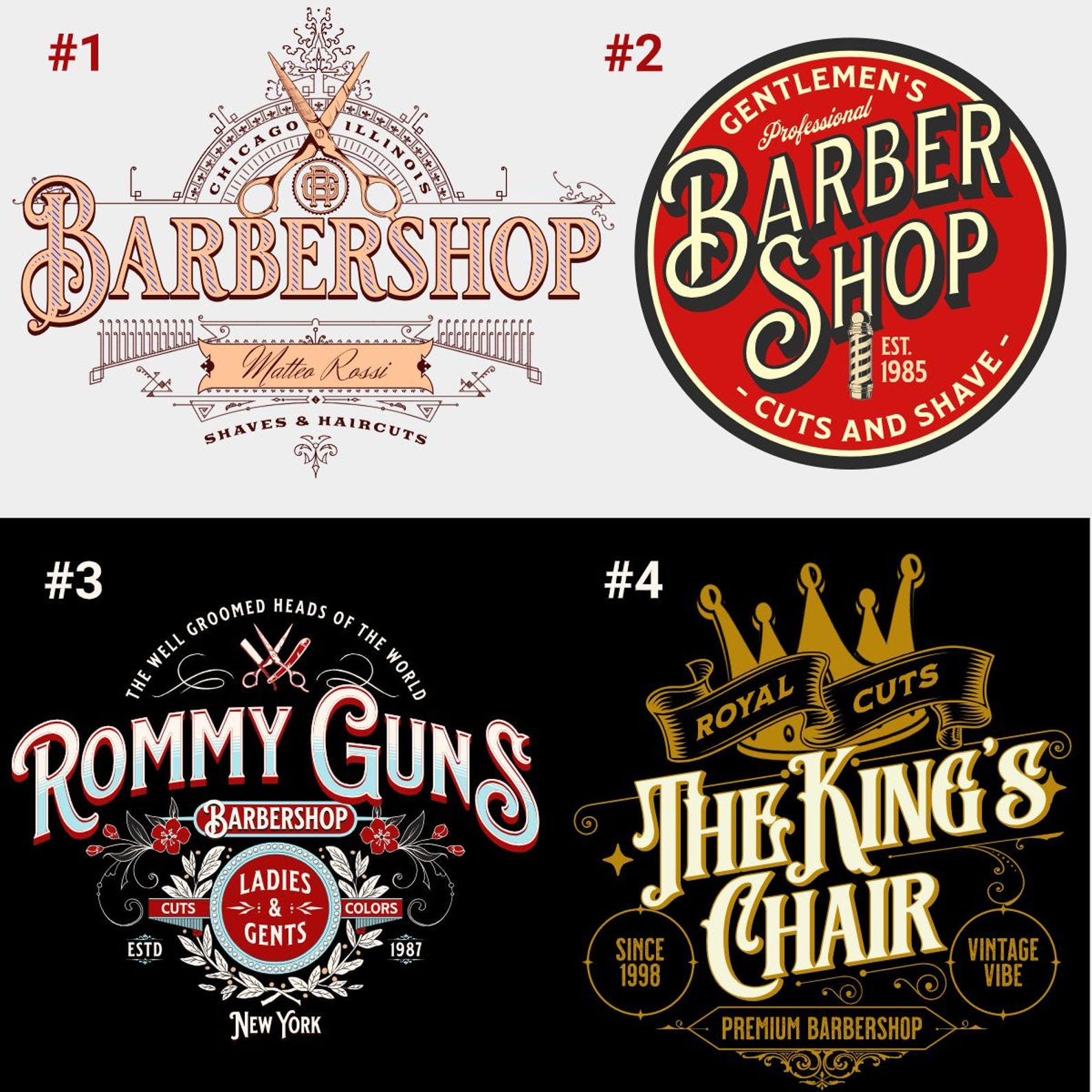 Custom Victorian Barber Shop Logo Bundle | Elegant Vintage and Retro ...