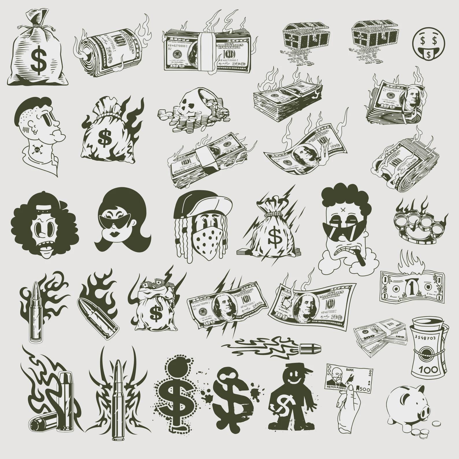 Money SVG Bundle | Dollar Sign Clipart | Money Bag SVG | Cash Cricut ...