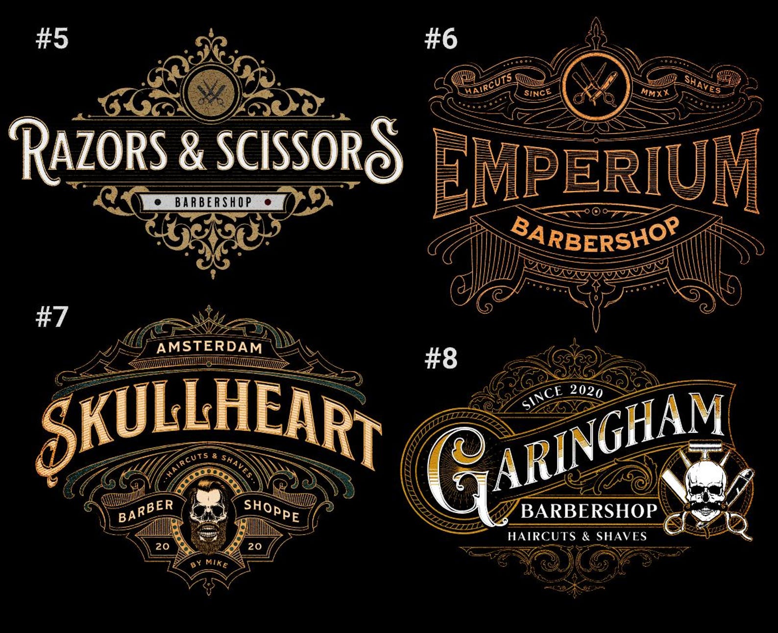 Custom Victorian Barber Shop Logo Bundle | Elegant Vintage and Retro ...