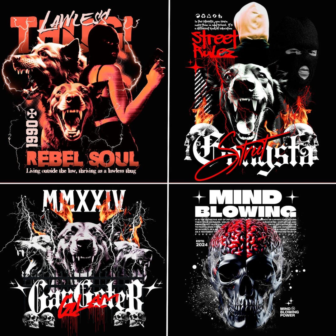 500+ Ultimate Streetwear Designs Bundle – T-shirts, Urban, Biker ...
