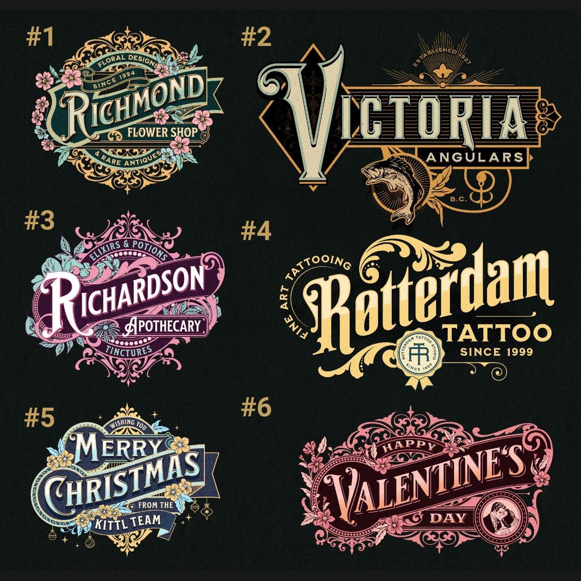 Vintage Victorian Logo Design | Custom Business Branding Kit | AI EPS ...