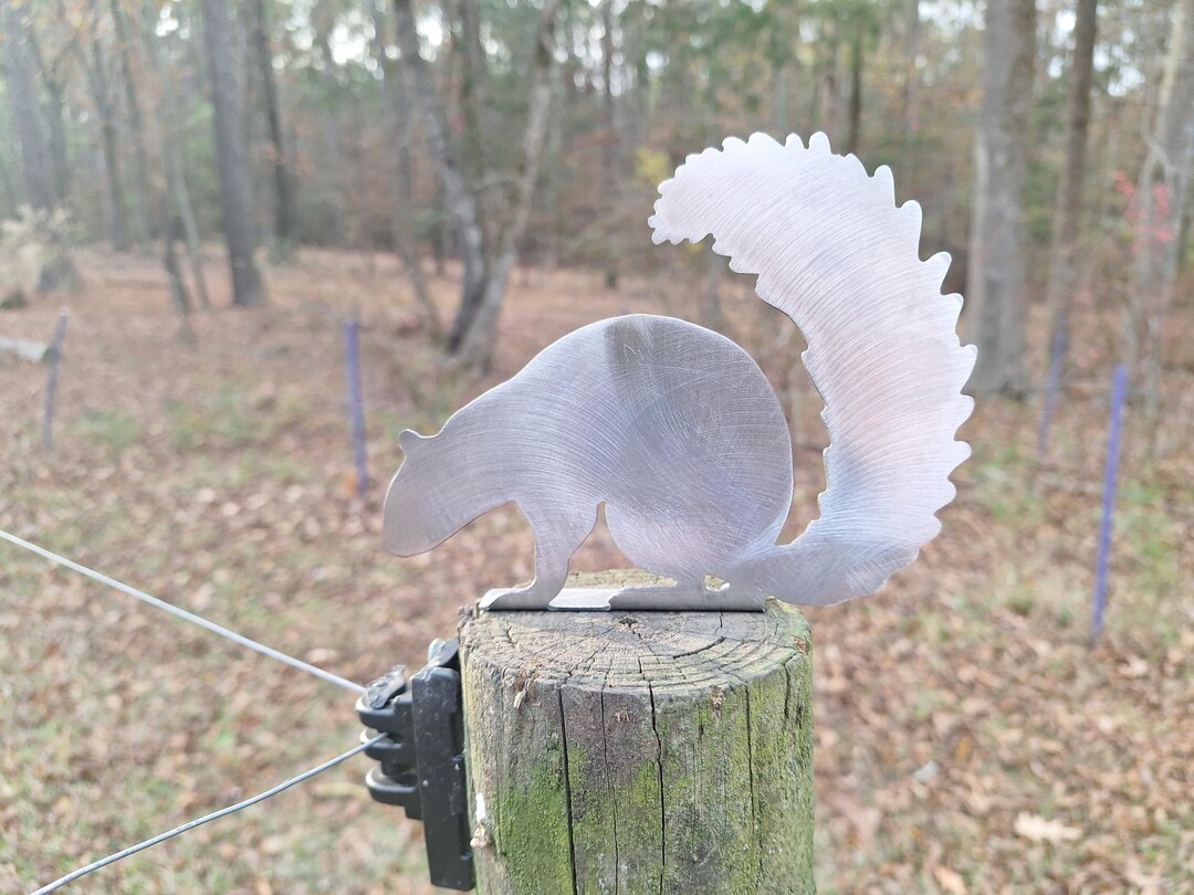 Squirrel Rusted or Bare Steel Post Topper Yard Art Stake Garden Gift ...