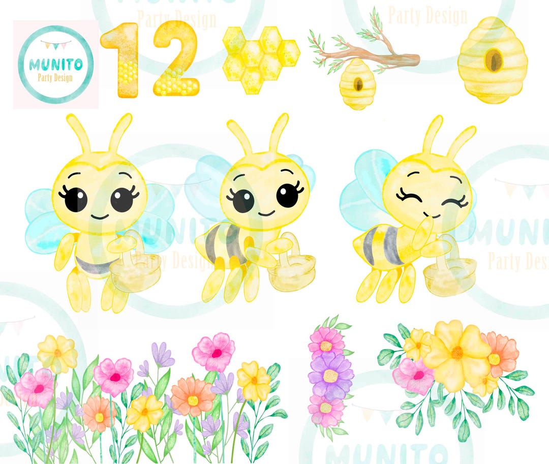 Little Bee, Bee Clipart Set, Bee Cliparts Set, Bee Png, - Etsy