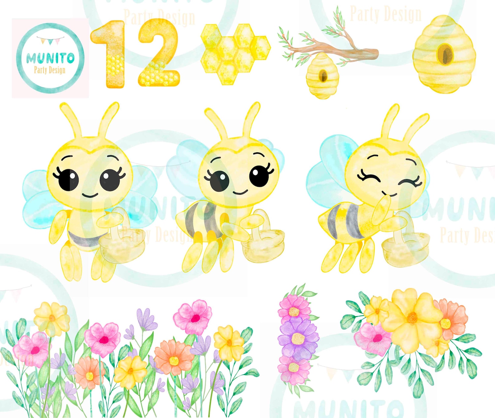 Little Bee, Bee Clipart Set, Bee Cliparts Set, Bee Png, - Etsy