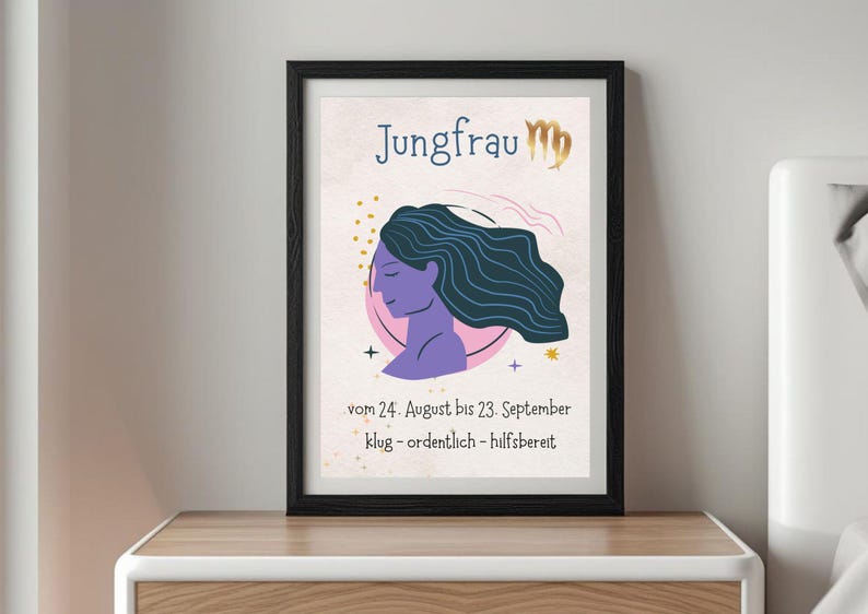 Virgo Zodiac Sign Poster – Digital Download | Astrology Wall Art With ...