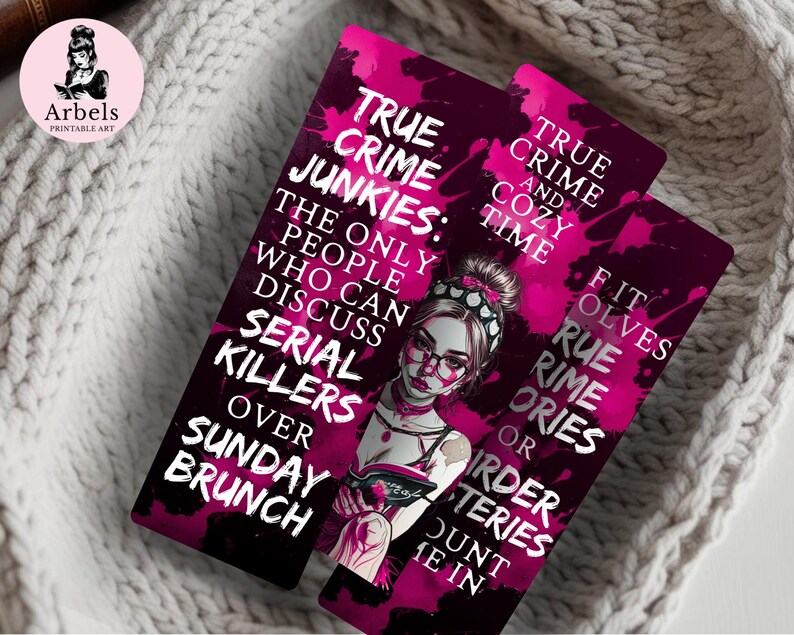 6pcs True Crime Bookmark Bundle Instant Download PNG Bookmark Set ...