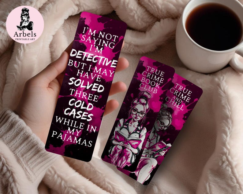 6pcs True Crime Bookmark Bundle Instant Download PNG Bookmark Set ...