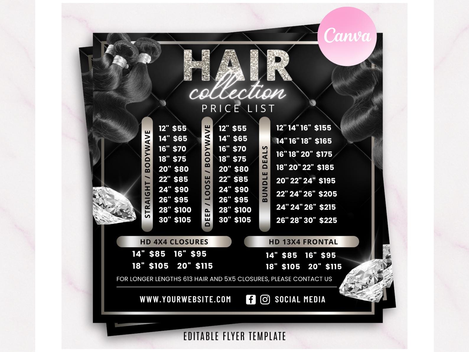 DIY Hair Collection Price List Flyer, Hair Pricelist Flyer, Hair ...