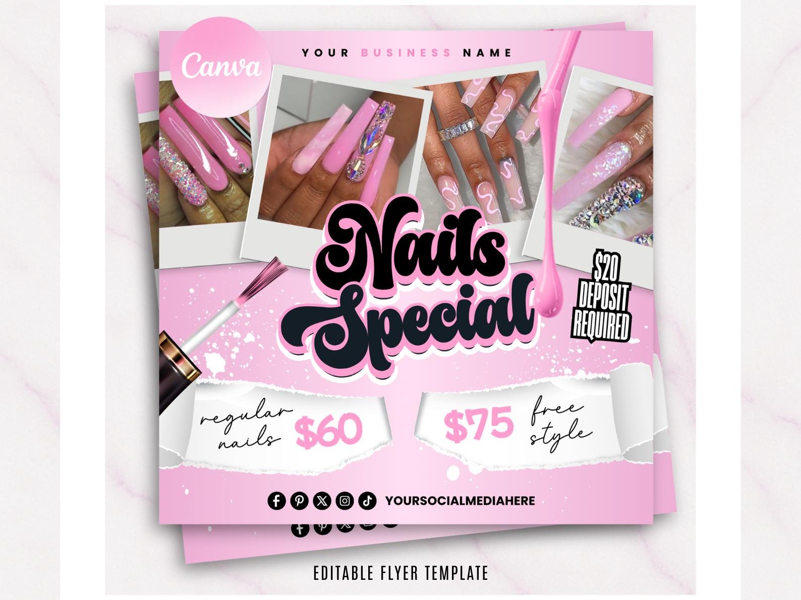 Nails Special Flyer Template, Nail Booking Flyer, Nails Appoitment ...