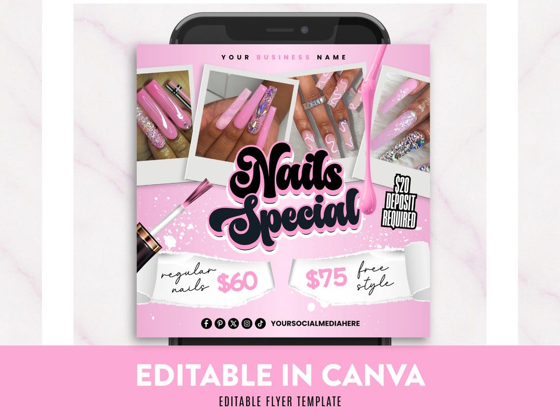 Nails Special Flyer Template, Nail Booking Flyer, Nails Appoitment ...