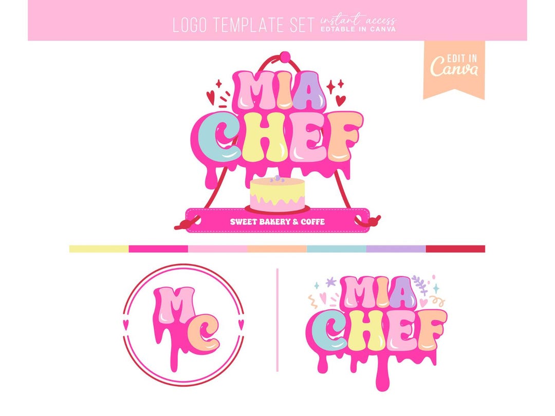 Bakery Retro Logo, Colorful Bakery Logo, Bright Logo Design Template ...