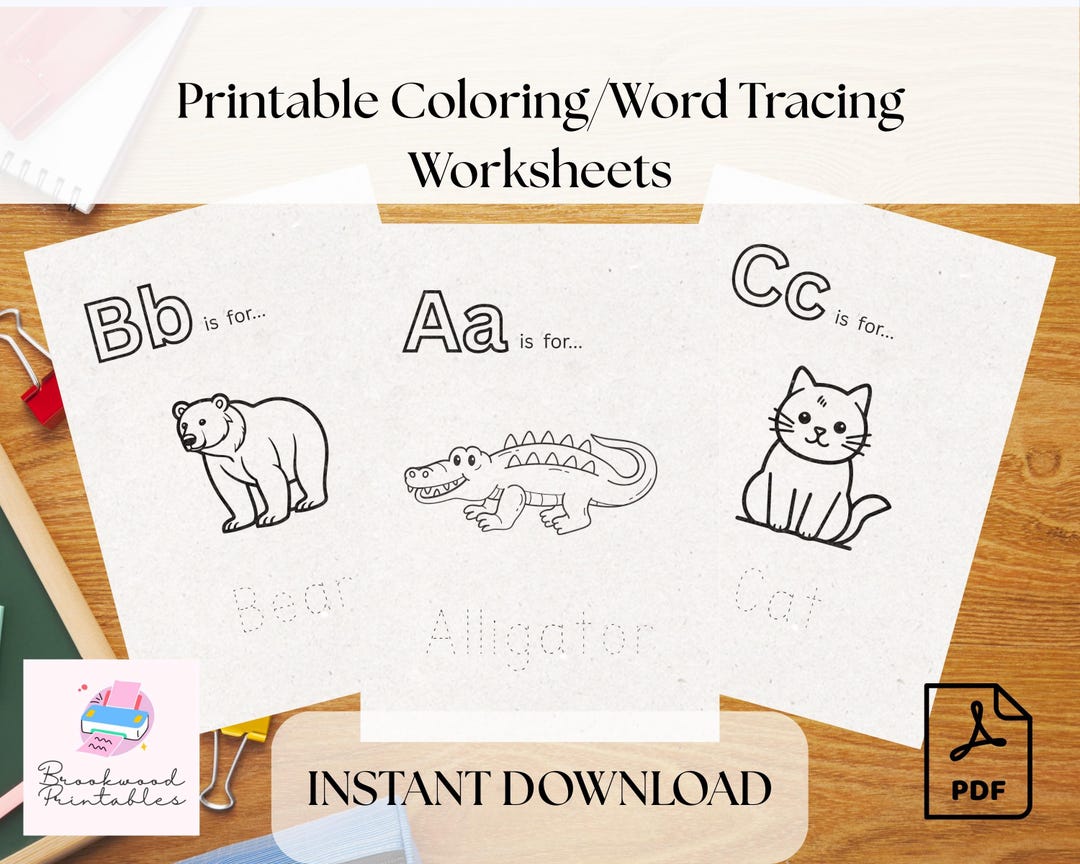 ABC Animal Coloring & Tracing Worksheets | Preschool and Kindergarten ...