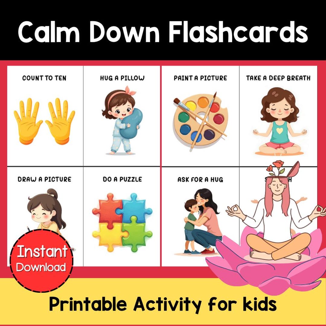 Calm Down Corner Flashcards for Kids - Etsy