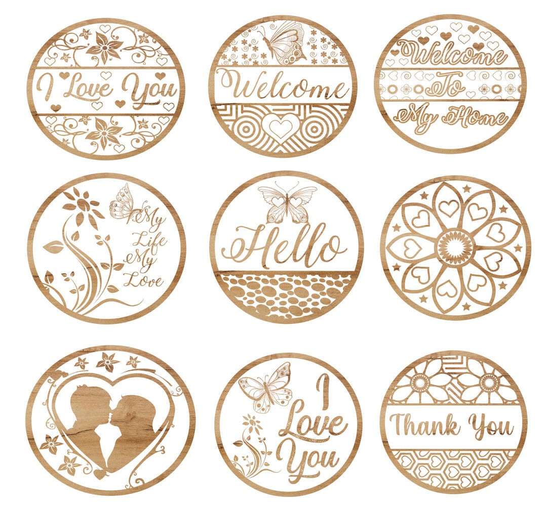 Love Sentiment SVG Cut Files, Hello, Thank You, Welcome (9pcs) (digital ...