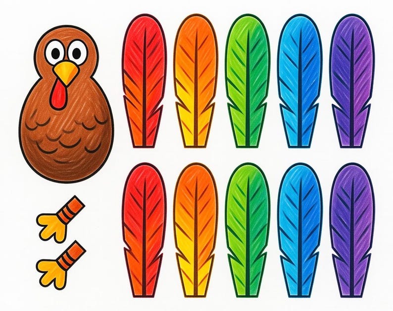 Build a Turkey Printable: Thanksgiving Craft Activity (digital Download ...