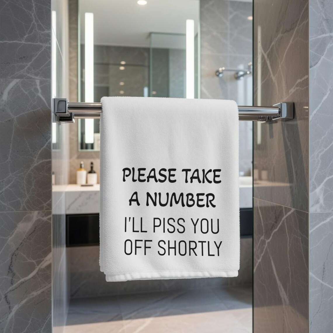 Please Take a Number Hand Towel | Funny Bathroom Linen | Queue Ticket ...