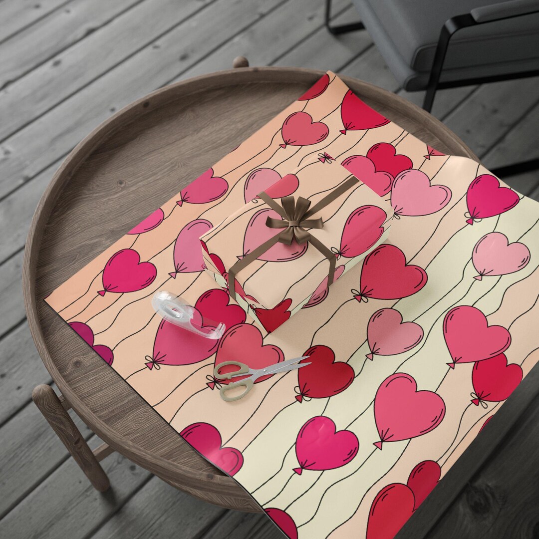 Heart Balloon Wrapping Paper - Etsy