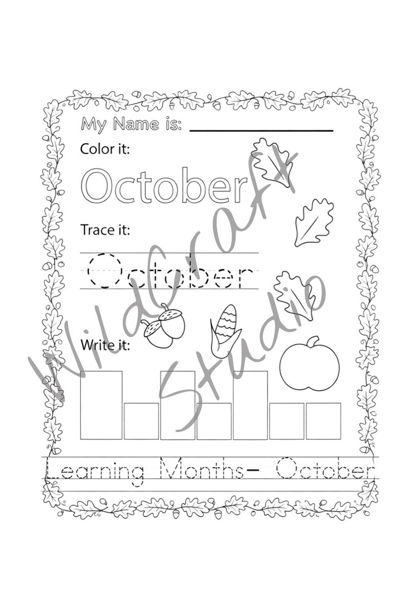 Months of the Year Worksheet – Color, Trace & Write (printable PDF) - Etsy