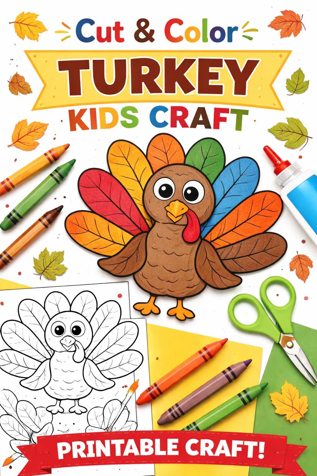 Build a Turkey Printable: Thanksgiving Craft Activity (digital Download ...
