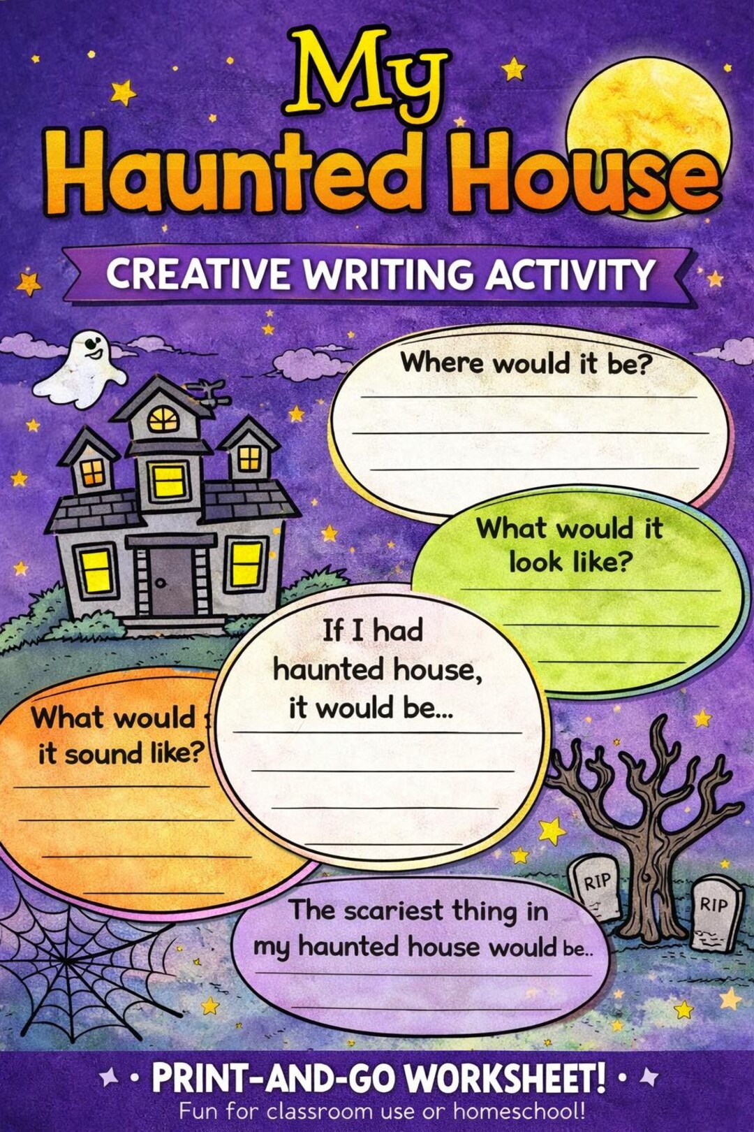 No Prep My Haunted House Writing Activity | Halloween Creative Writing ...