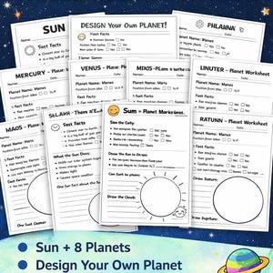 Solar System Worksheets | Sun & Planets Printable Activities (PNG Files ...