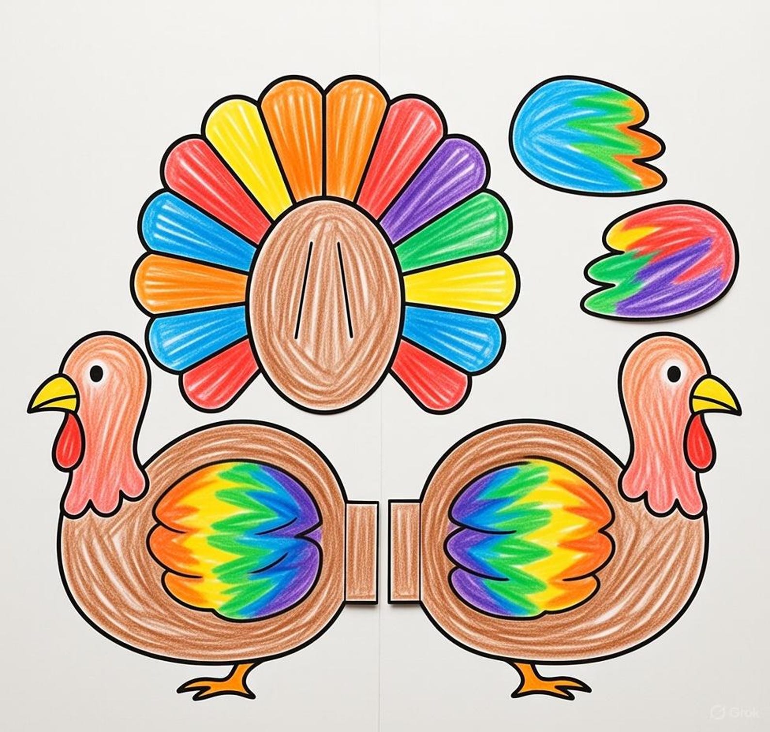 2D Standing Turkey Cut-out Printable – Thanksgiving Kids Craft ...