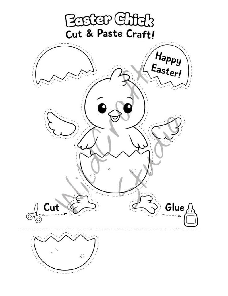 Easter Cut and Paste Activities for Kids - Bunny, Chick, Basket Crafts ...