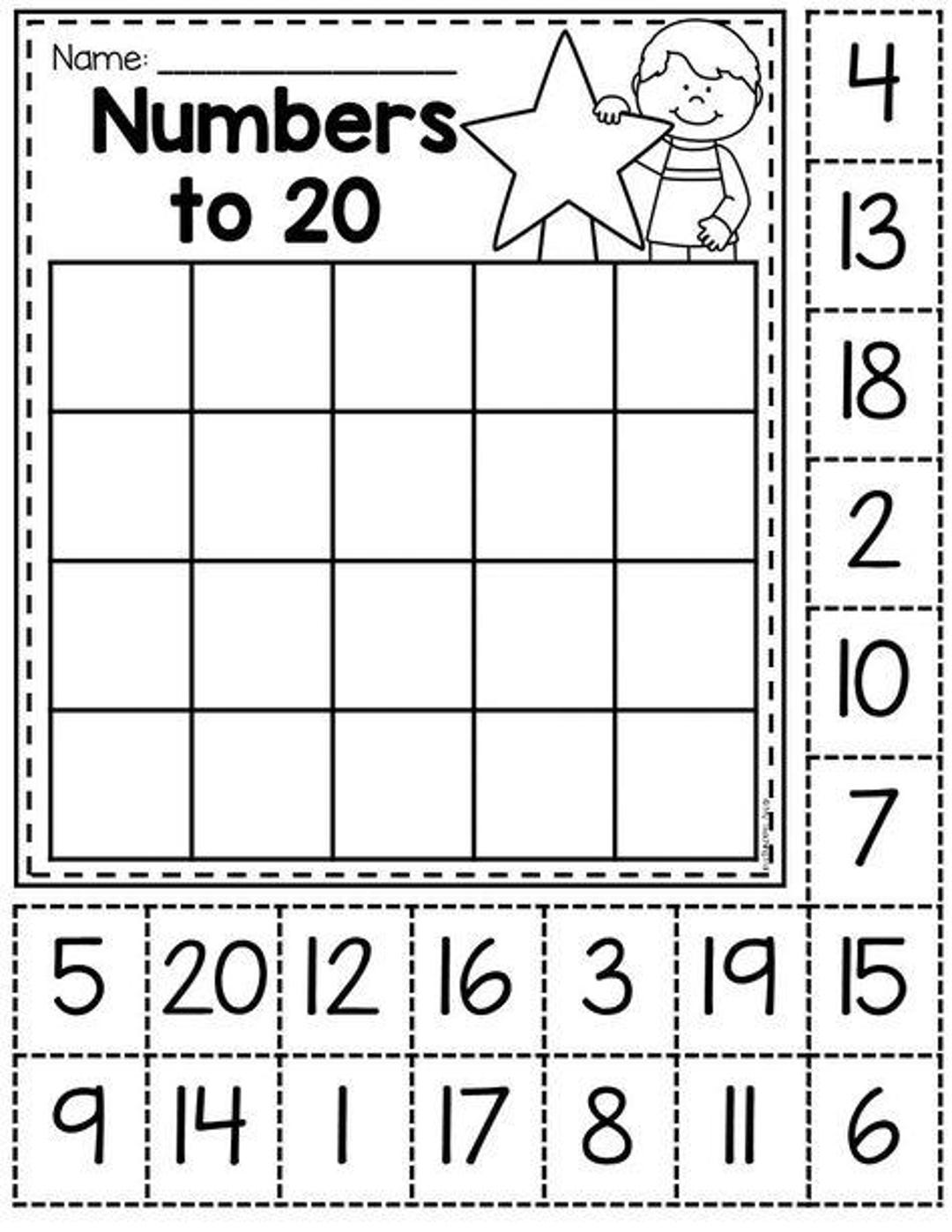 Cut & Count Number Worksheet 1-20 – Printable Math Activity (PDF) - Etsy