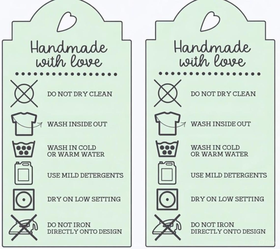 Handmade With Love Care Label Digital Download - Etsy