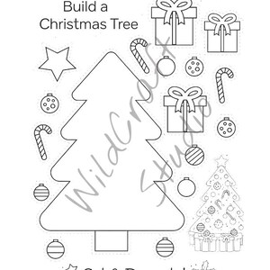 Christmas Build & Color Printable Crafts: Santa, Tree, Gingerbread (PDF ...