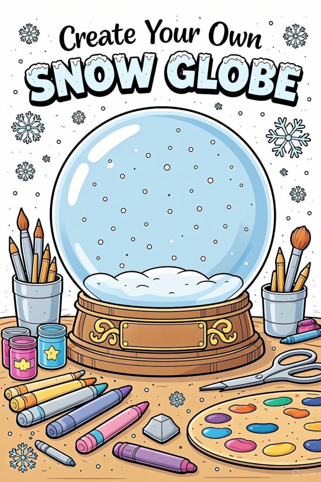 Snow Globe Coloring Page – DIY Winter Craft, Kids Activity (PDF) - Etsy