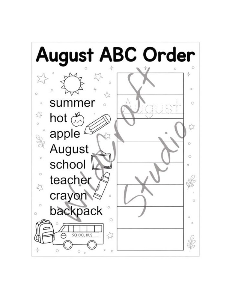 August Activity Pack – 5 Printable Pages for Preschool and Kindergarten ...