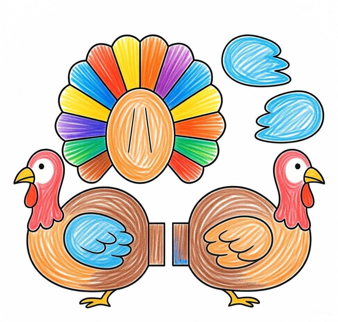 2D Standing Turkey Cut-out Printable – Thanksgiving Kids Craft ...